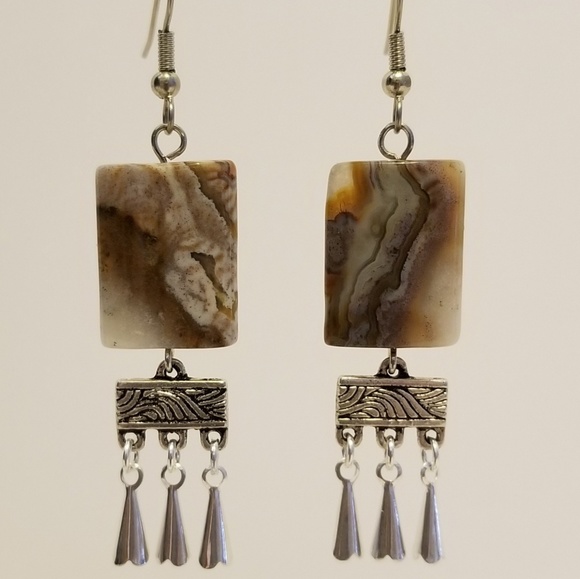 Jewelry | Handmade Crazy Lace Agate Dangle Earrings | Poshmark
